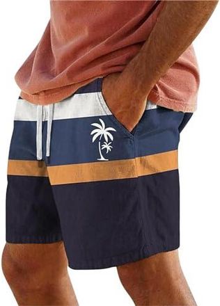 Generic Maillot de bain Homme Short Piscine Mer Séchage Rapide Surf Grande Taille avec Imprimé Boxer Signé Hawaïen avec Cordon de serrage et Poches Plage Chau
