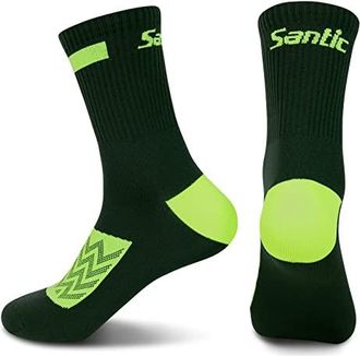 Santic Chaussettes de cyclisme respirantes pour homme et femme - Chaussettes de sport de compression - Chaussettes de course - Unisexe, Vert-146, taille uniq