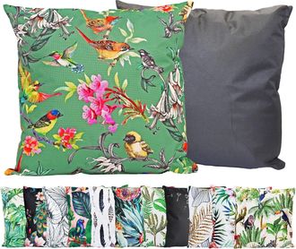 JACK Outdoor Motiv Kissen 45x45cm Lounge Dekokissen inkl. F&uuml;llung Wasserabweisend Sitzkissen Garten Stuhl, Farbe:V&ouml;gel Gr&uuml;n