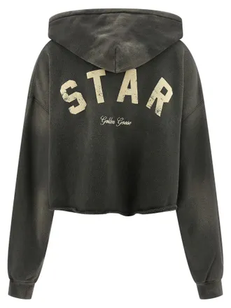 Golden Goose Delav&eacute; Cotton with Star Print Hoodie - Gray