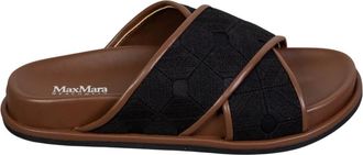 Max Mara Femme, Chaussures, Noir, Taille: 38 EU Peonie Embroidered Slides