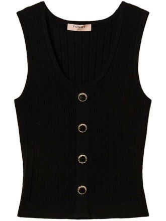 Twin-Set haut en maille à boutons décoratifs - Noir
