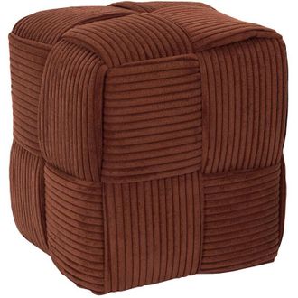 Paris Prix Pouf C&ocirc;tel&eacute; Tress&eacute; Scott 38cm Terracotta