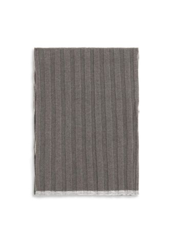 Brunello Cucinelli Mens Cashmere Scarf Army Washed-Pebble Washed/pebble Scarfs