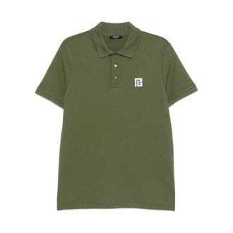 Balmain Logo-besticktes Baumwoll-Polo - - Tops - Herren - Gr&uuml;n - 2XL