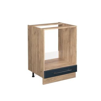Vicco Meuble pour Four Fame-Line, Bleu foncé Brillant/Chêne de Force doré, 60 cm sans Plan de Travail