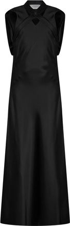 Off-white Off White - Maxikleid f&uuml;r Damen, Satin, &Auml;rmellos (Schwarz)