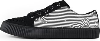 T.U.K. Ribbed Sole Sneaker - Modeschuhe f&uuml;r M&auml;nner und Frauen - Skate, Punk, Rock und Gothic Style aus Leder, Wildleder und Canvas- Farbe Black Wite Canvas -