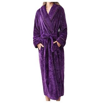 Generic Peignoirs de bain de luxe en tissu &eacute;ponge pour femme - V&ecirc;tement de nuit confortable et chaud avec poches - Chemise de nuit &eacute;l&eacute;gante &agrave; manches longues 