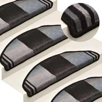 vidaXL Treppenmatten Selbstklebend 15 Stk. Schwarz und Grau 65x21x4 cm vidaXL