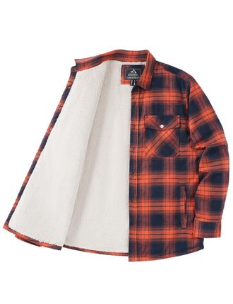 KEFITEVD Flanellhemd Herren Kariertes Hemd Herren Holzfällerhemd Gefüttert Button Down Hemd Lumberjack Orange 2XL