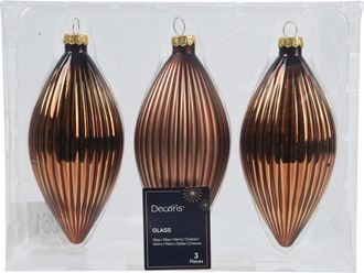 Kaemingk Christbaumschmuck Tropfenform geriffelt 13cm Glas 3 St&uuml;ck - Weihnachtsbaumkugeln gl&auml;nzend & matt - Christbaumanh&auml;nger Weihnachtsdeko Weihnachtsbaumsch