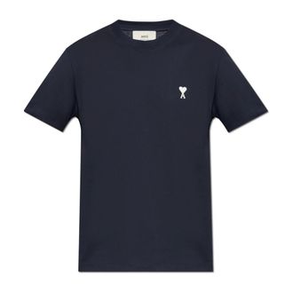 Ami Homme, Tops, Bleu, Taille: 2XL T-shirt avec logo brod&eacute;