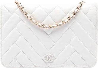 Chanel Pre-owned Portefeuille &agrave; cha&icirc;ne matelass&eacute; - Femme - Pre-owned - Blanc - Taille: ONE Size
