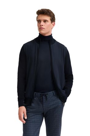 Bugatti Herren Strickjacke 7600-85571D Regular Fit Rei&szlig;verschluss Stehkragen Baumwolle bequem pflegeleicht vielseitig