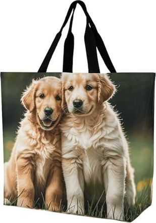 Generic Chiots Golden Retriever Animaux De Compagnie Sac A Main Femme Pliable Sacs De Courses Grand Sac Fourre-Tout Pour Plage Gym Universit&eacute;