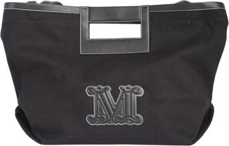 Max Mara Femme, Sacs, Noir, Taille: ONE Size Cabas en toile avec d&eacute;tails en cuir