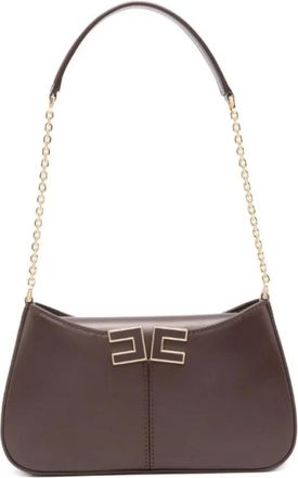 Elisabetta Franchi Femme, Sacs, Brun, Taille: ONE Size Sac port&eacute; &eacute;paule avec d&eacute;tail logo