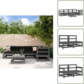 vidaXL 6-tlg. Garten-Lounge-Set Grau Massivholz Kiefer - Gartenm&ouml;bel - Loungeset - Outdoor M&ouml;bel - Rattan Gartenm&ouml;bel - Kiefernholzm&ouml;bel