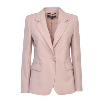 Max Mara Femme, Vestes, Rose, Taille: 38 FR Blazer Rose en Laine avec D&eacute;tails Sartoriaux