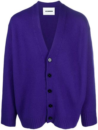 Jil Sander cardigan en laine &agrave; effet bross&eacute; - Violet