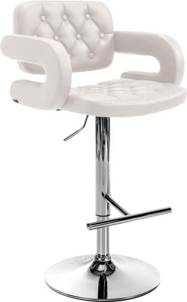Clp Barhocker Dublin Mit Kunstleder-Bezug I H&ouml;henverstellbar, Farbe:wei&szlig;, Gestell Farbe:Chrom