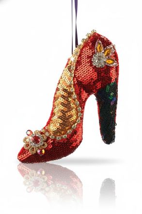 Gift Company Christbaumschmuck Weihnachtsdeko Tannenbaumschmuck X-Mas H&auml;nger Stoff High Heel rot
