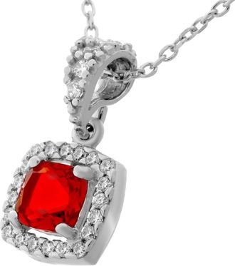 Orphelia Damen-Anhänger met Kette 925 Silber rhodiniert Zirkonia rot Brillantschliff-ZH-7199/RE