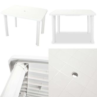 vidaXL Table de jardin Blanc 101 x 68 x 72 cm Plastique - Table De Jardin - Table Ext&eacute;rieure - Mobilier De Jardin - Table Blanche - Table Ronde - Home &