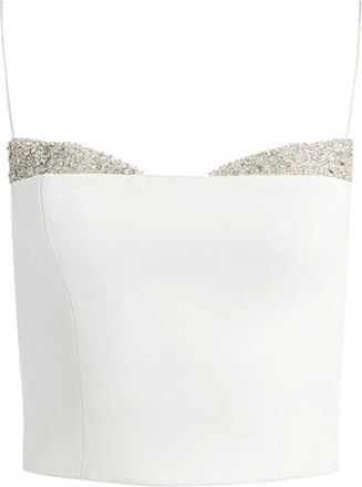 Alice & Olivia Femme, Tops, Blanc, Taille: 36 FR Hallie Embellished Peekaboo Top