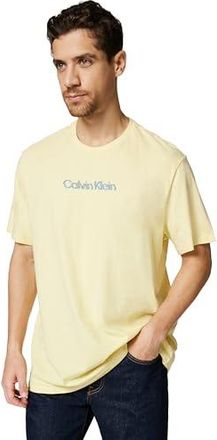 Calvin Klein T-Shirt Manches Courtes Homme Glitched Logo Classic Tee en Coton, Jaune (Sunlight), L