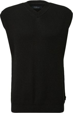 s.Oliver Rundhalspullover Strickpullunder Lockerer Baumwoll-Pullunder mit Rippstruktur