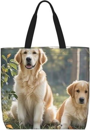 Generic Chiots Golden Retriever Animaux De Compagnie Sac Fourre-Tout D&eacute;contract&eacute; Tote Bag Pliable Sac A Main Femmes Pour Voyage Gym Travail