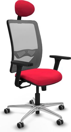 Piqueras y Crespo Roter B&uuml;rostuhl Zulema mit 3D-Armlehnen, h&ouml;henverstellbarer Lendenwirbelst&uuml;tze und festem Kopfteil, ausgestattet mit 3 Positionen und Schneidschaum, G