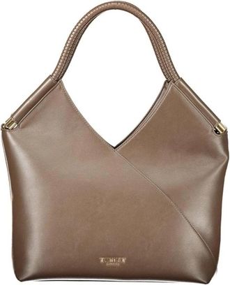 Twinset Asymmetrische Lederhandtasche mit strukturiertem Henkel - - Bags - Damen - Braun - ONE SIZE