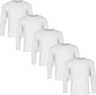Fruit Of The Loom 5er Pack Valueweight Long Sleeve T Herren Langarm Shirt, White, XXL