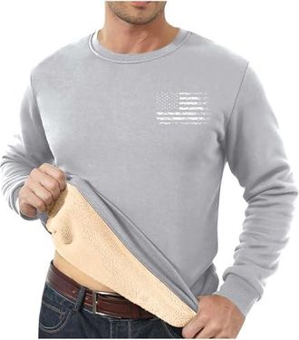 Generic Sweat-shirt moelleux pour homme - Printemps et automne hiver - Imprimé 2D - Drapeau national rétro - Mode - Velours épais - Col rond - Sans capuche - 