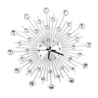 Dioche Horloge murale en métal étoile en diamant, horloge étoile en cristal, décoration de maison, incrustée de diamants, décoration de chambre à coucher, sa
