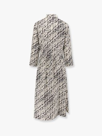 Tory Burch Womens Silk Dress Grey With Pixelated Logo