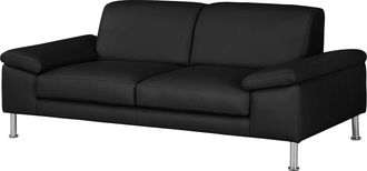 Fredriks home24 2-Sitzer Sofa - Bodenfrei Schwarz/Schwarz Echtleder Maer 204 x 82 x 90cm Modern