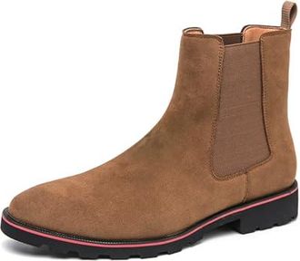 Generic Bottines Chelsea confortables &agrave; enfiler en daim pour homme avec bout pointu, marron, 39 1/3 EU
