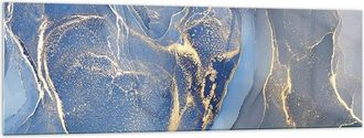 Arttor Panorama Bilder auf Glas 160x50cm Glasbild Gold Blau Farbe Gro&szlig; XXL Wanddeko Bild im Glas Schlafzimmer K&uuml;che Wandbilder Dekoration Wohnzimmer Modern W