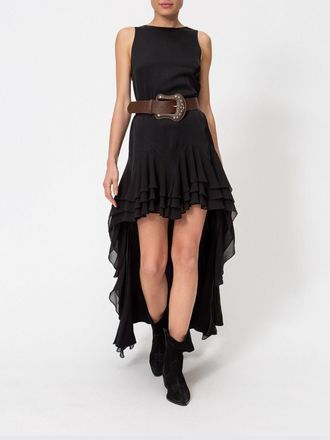 Twin-Set Asymmetrisches langes Abendkleid von aus Viskose mit R&uuml;schen
