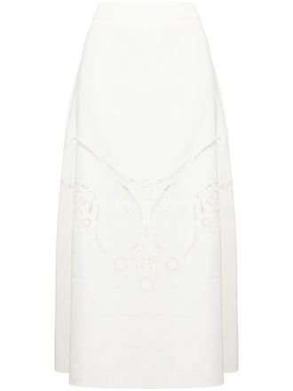 Chloé jupe brodée à taille-haute - Blanc