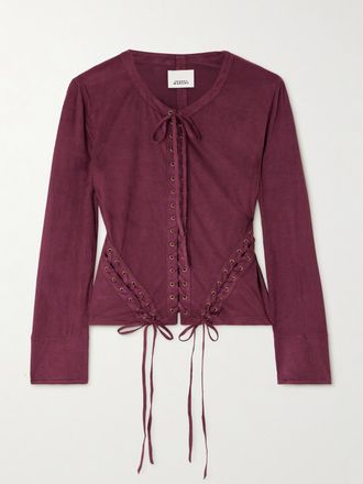 Isabel Marant Haut Raccourci En Jersey Stretch Brossé À Lacets Seatle - Bordeaux