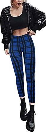 Generic Legging taille haute pour femme - Contr&ocirc;le du ventre - &Eacute;lastique - Legging thermique &agrave; carreaux - Imitation denim - Legging de randonn&eacute;e - Pantalon de