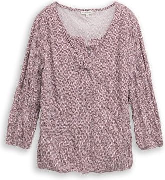 Tom Tailor Damen 1047731 Crinkle Blusenshirt mit Muster, 38406-Red Geometric Minimal Design, L