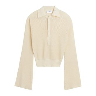 Soulland Durchsichtiger Polo Jumper mit Ausgestellten &Auml;rmeln - - Knitwear - Damen - Wei&szlig; - S/M