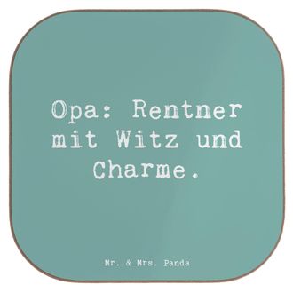 Mr. & Mrs. Panda Tischuntersetzer Spruch Opa Rentner - Geschenk, Verwandte, gläseruntersetzer, Liebe, Untersetzer für Gläser, Charme, Familie, Coaster, Holzuntersetzer