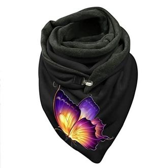 Generic &Eacute;charpe dhiver chaude boutonn&eacute;e pour femme avec imprim&eacute; color&eacute;, a, Taille unique